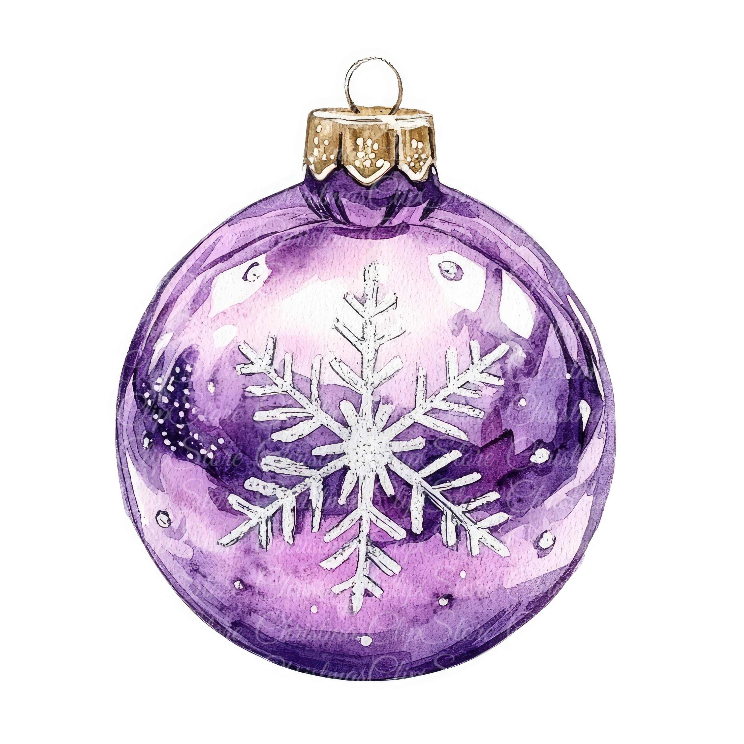 10 Purple Christmas Bauble Digital Illustrations, High Quality PNG ...
