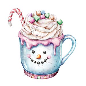 10 Snowman Hot Chocolate Digital Illustration, High Quality PNG & JPG ...