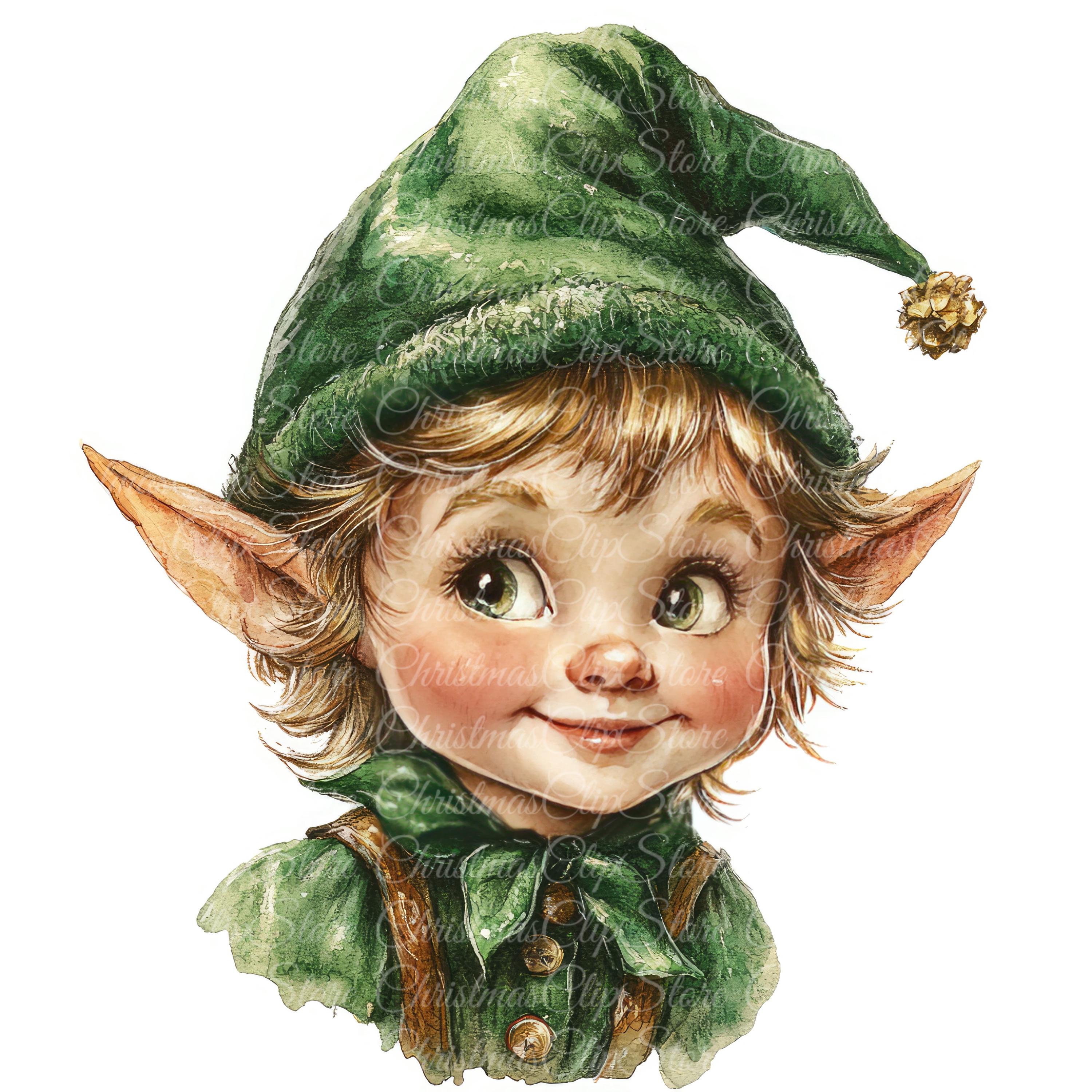 10 Vintage Christmas Elf Digital Illustrations, High Quality PNG & JPG ...