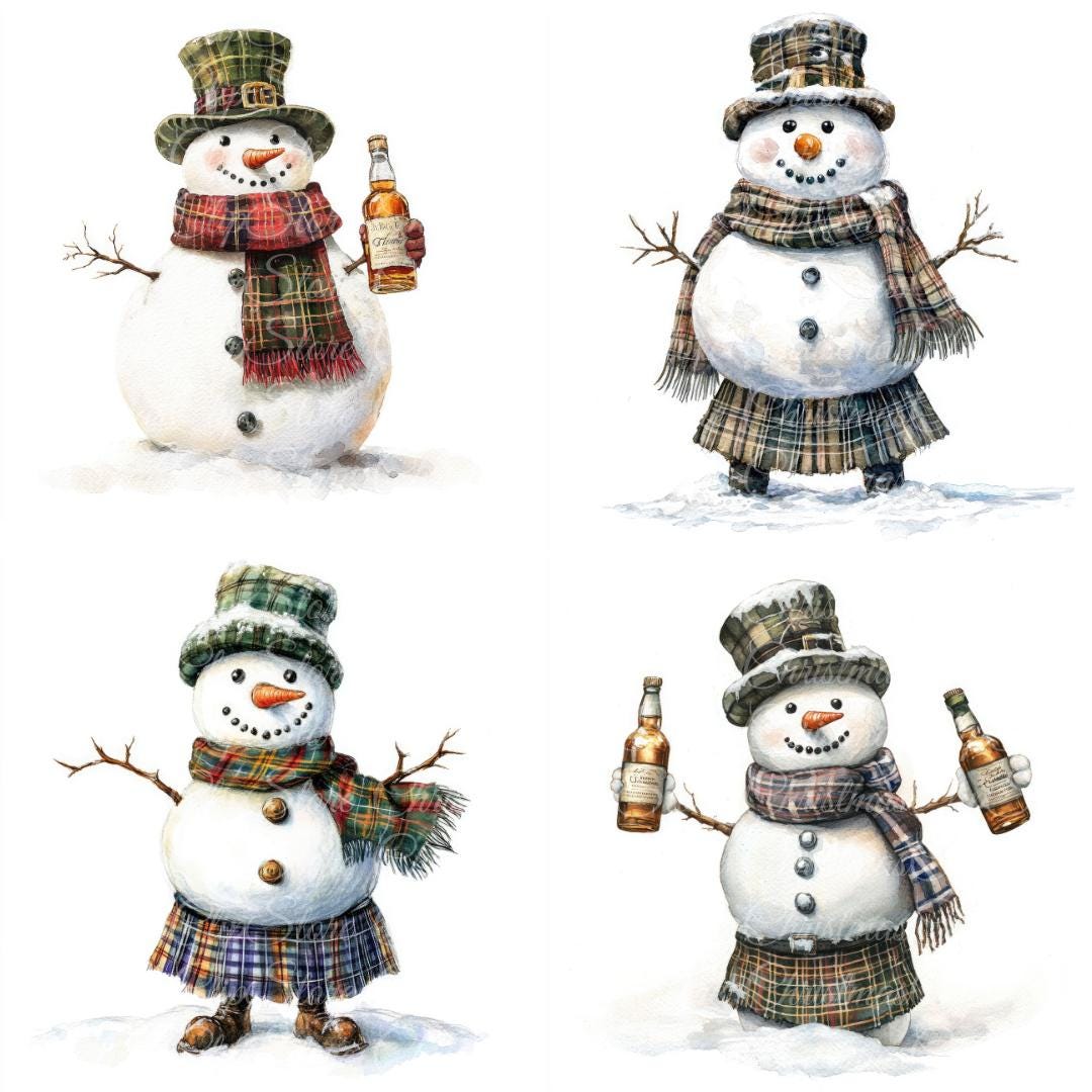 10 Scottish Snowman Digital Illustration, High Quality JPG Images ...