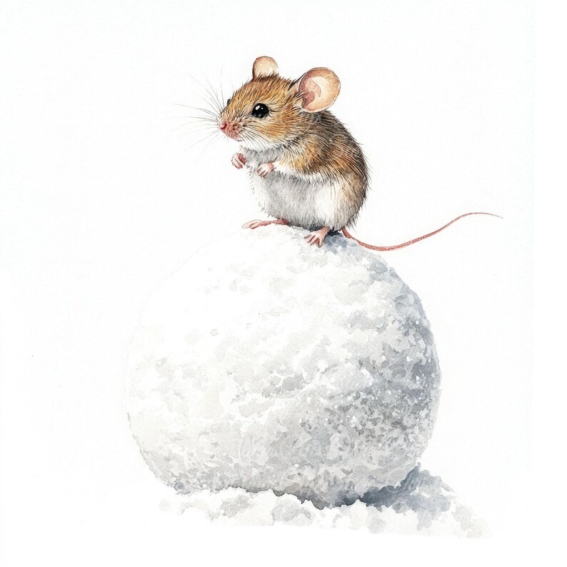 9 Mouse on Snowball Digital Illustration, High Quality JPG Images ...