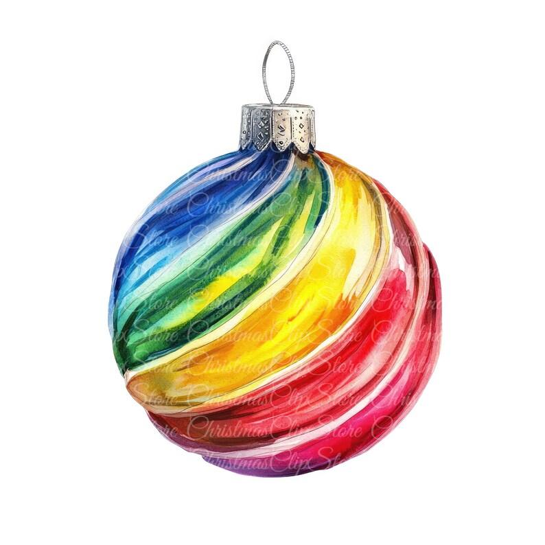 Rainbow Christmas Bauble Clipart, Winter Ornaments (digital Download ...