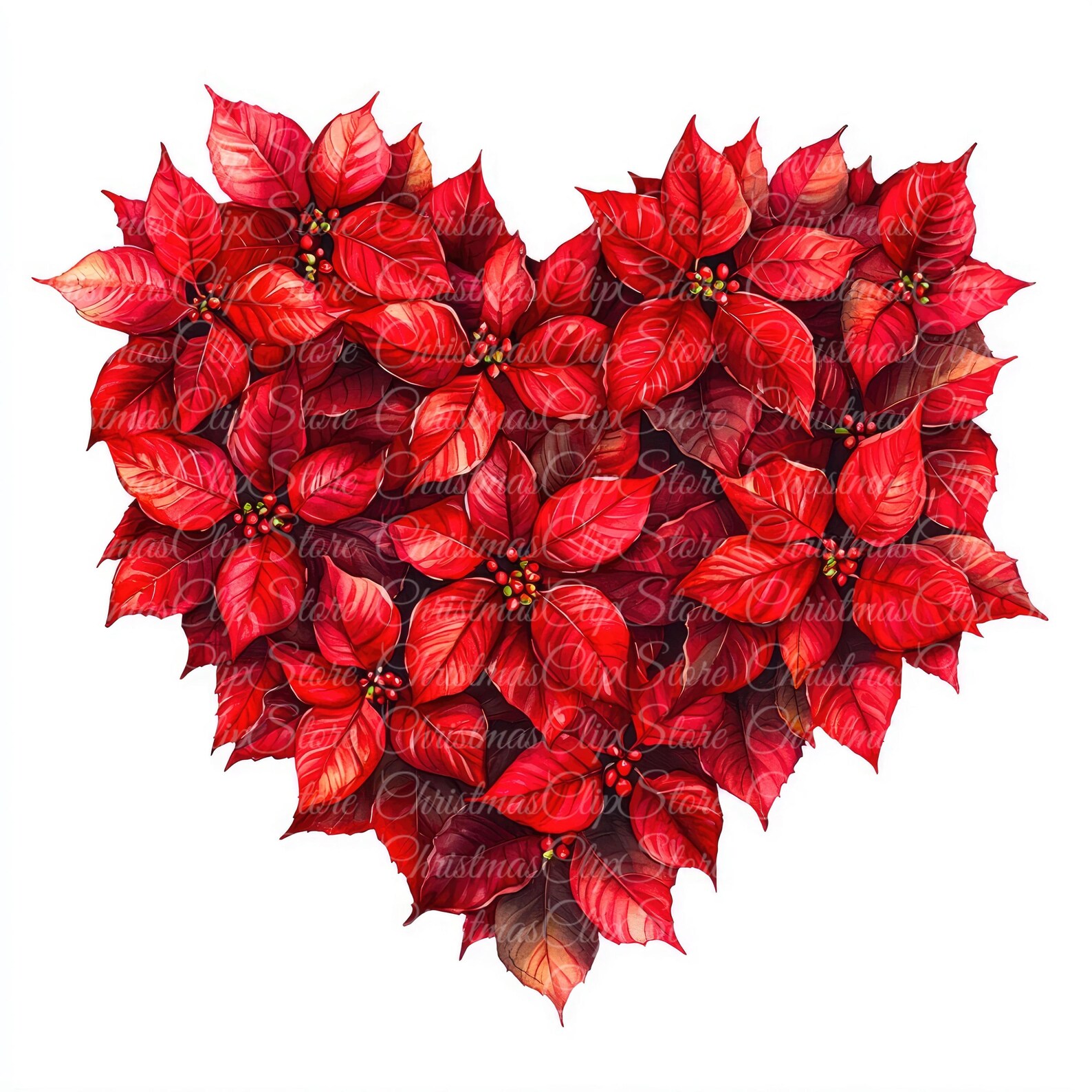 10 Christmas Hearts Digital Illustrations, High Quality JPG Images ...