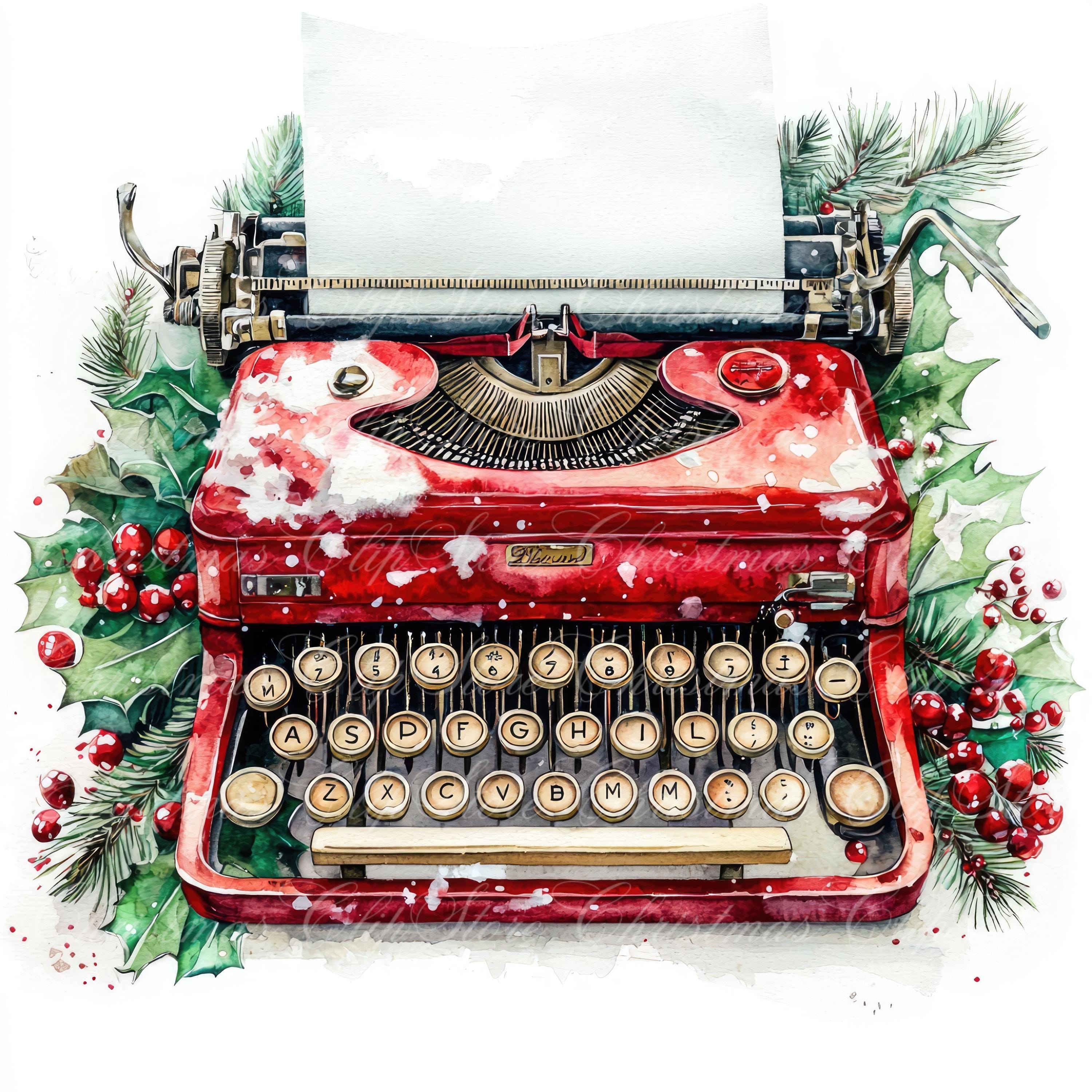 10 Christmas Typewriter Digital Illustrations, High Quality PNG & JPG ...