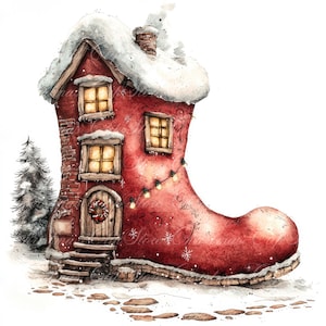 10 Santa Claus Boot House Digital Illustrations, High Quality PNG & JPG ...