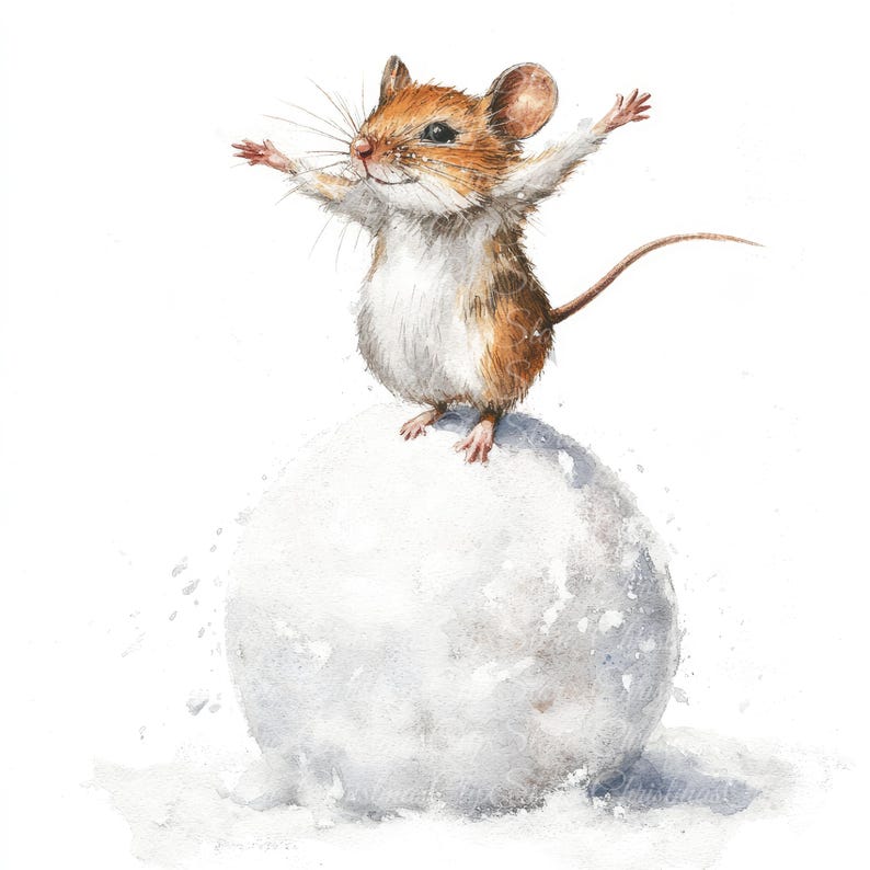 9 Mouse on Snowball Digital Illustration, High Quality JPG Images ...