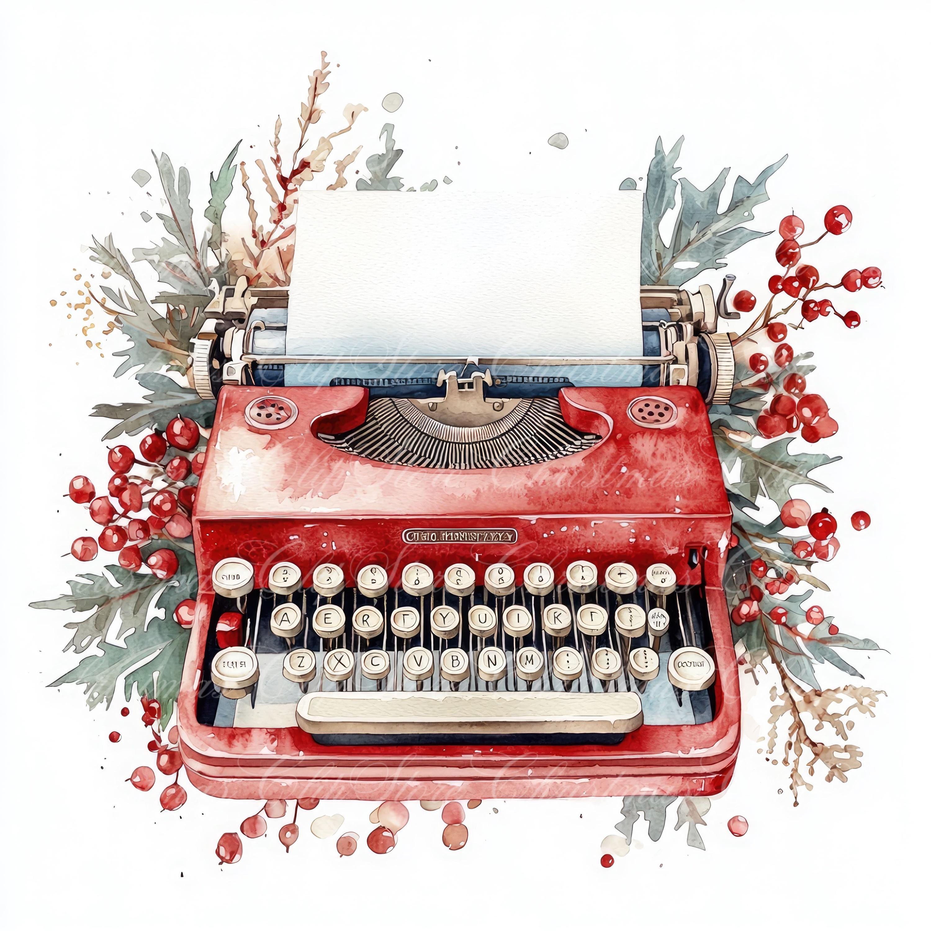10 Christmas Typewriter Digital Illustrations, High Quality PNG & JPG ...