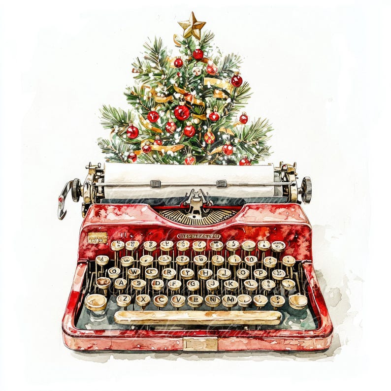10 Christmas Typewriter Digital Illustrations, High Quality PNG & JPG ...