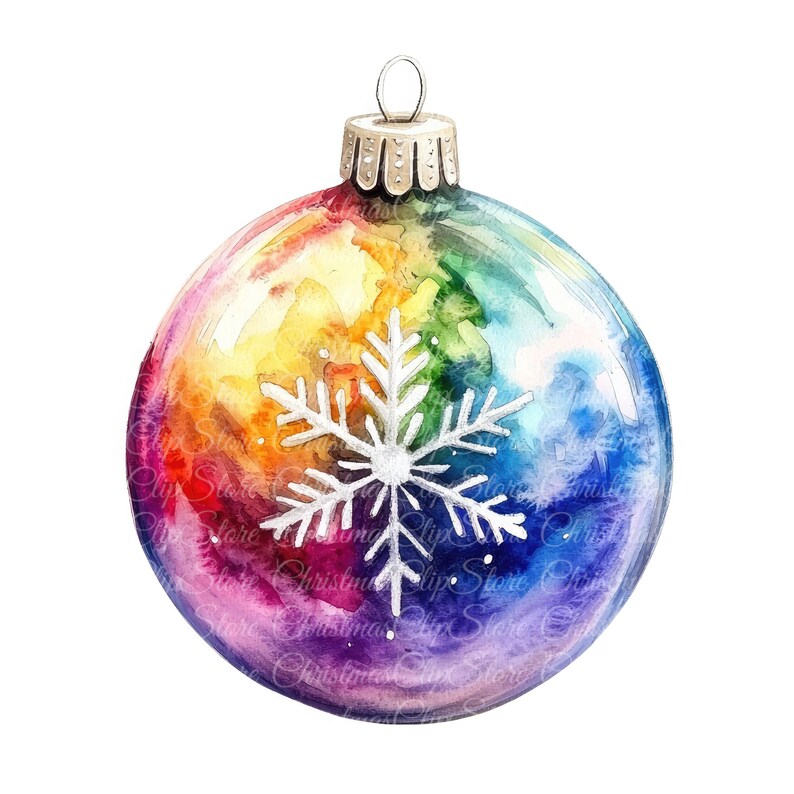 Rainbow Christmas Bauble Clipart, Winter Ornaments (digital Download ...