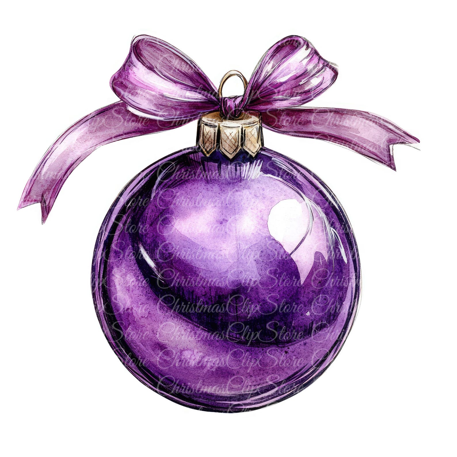 10 Purple Christmas Bauble Digital Illustrations, High Quality PNG ...