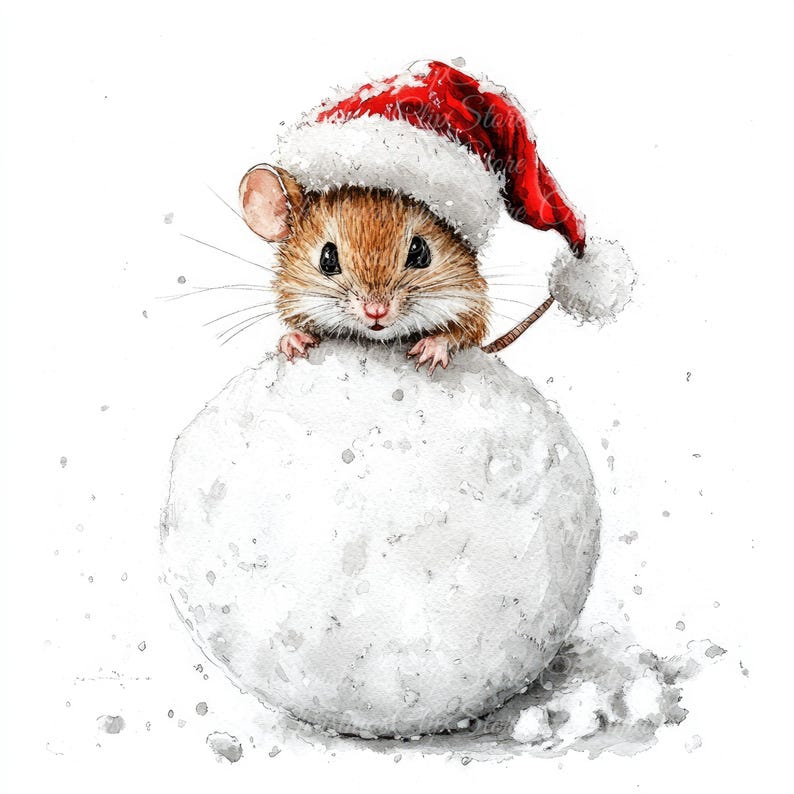 9 Mouse on Snowball Digital Illustration, High Quality JPG Images ...