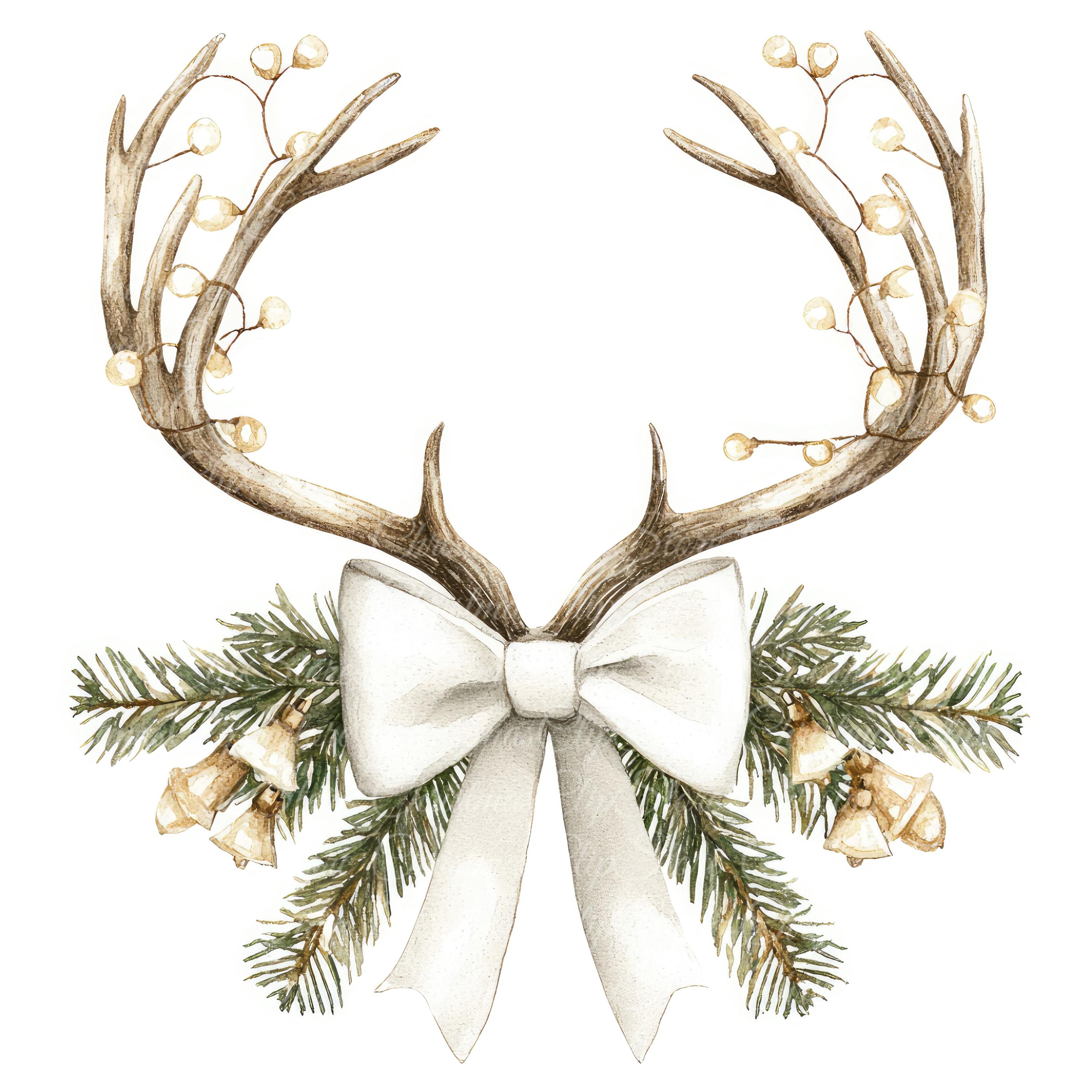10 Christmas Antlers Digital Illustrations, High Quality PNG & JPG ...
