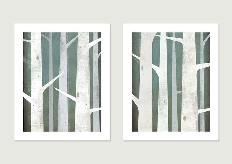 BIRCHES Diptych Giclee PRINT Pair 11x14 Inches Each Signed | Etsy