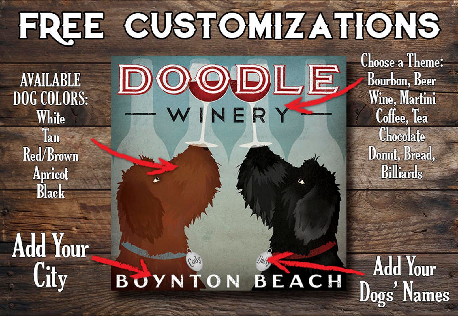 Personalized Pet Portrait DOODLE LABRADOODLE GOLDENDOODLE Art - Etsy