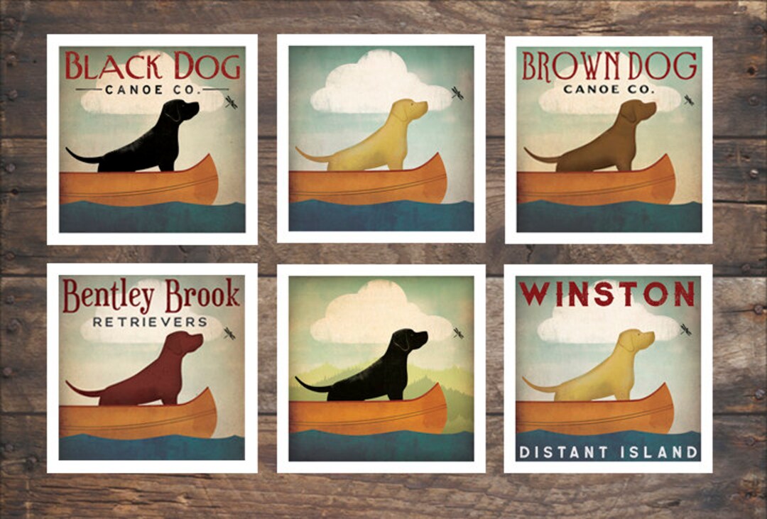 CANOE RIDE Brown Dog Labrador Lab Print or Canvas SIGNED by Ryan Fowler ...