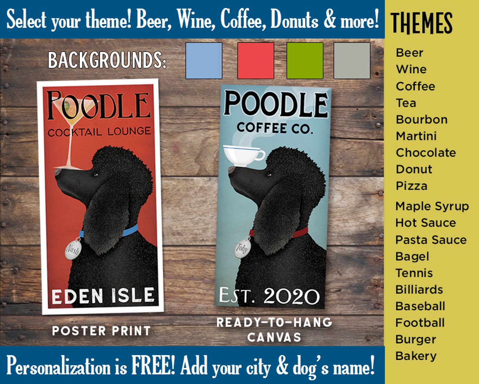 CUSTOM Standard Poodle Dog Poster Print OR Ready-to-hang - Etsy