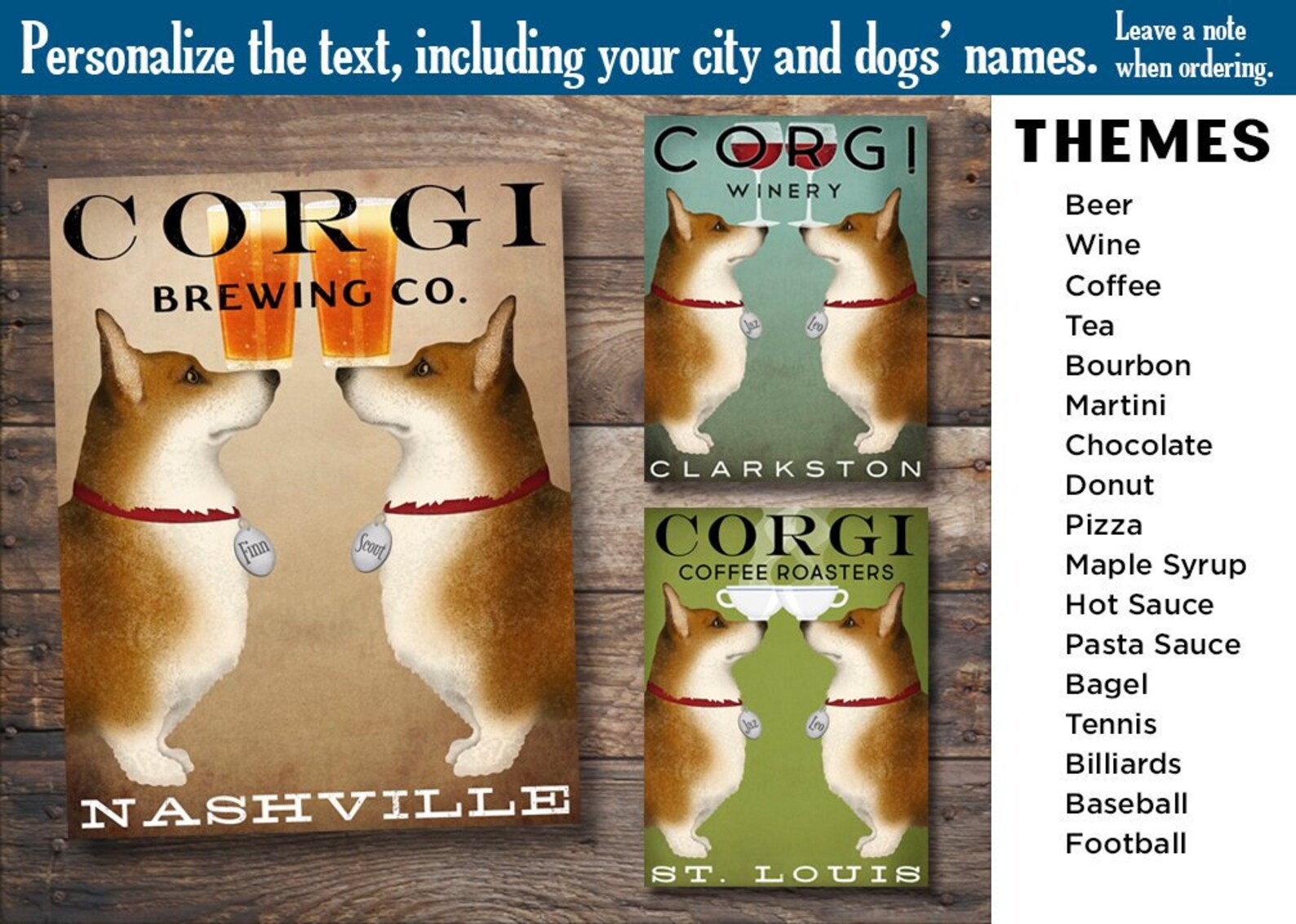 FREE CUSTOMIZATION Double Corgi Brewing Company Beer PRINT Pembroke ...