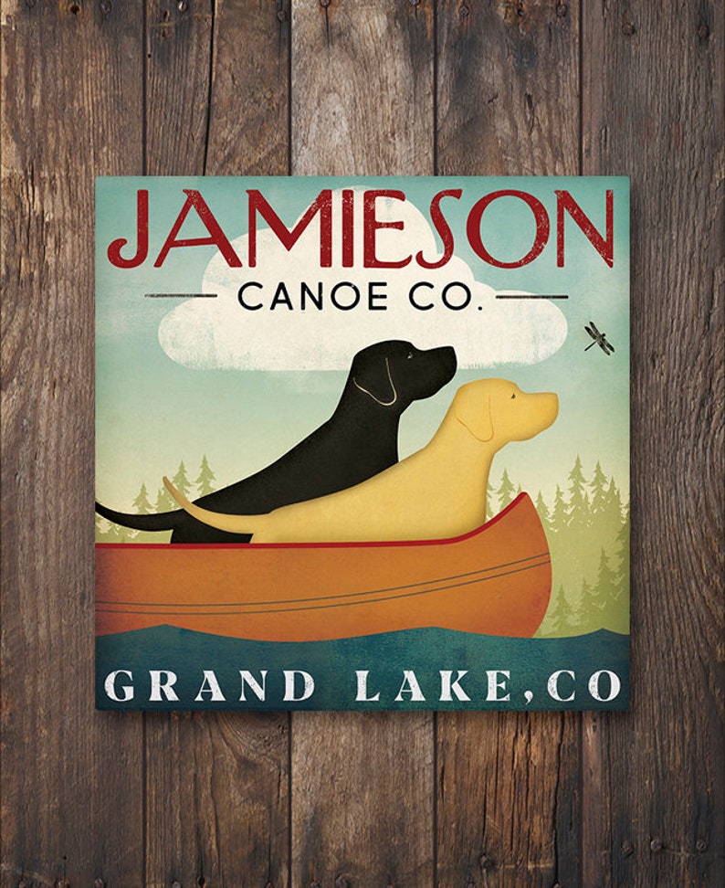 Custom Personalized Double Dog Labrador Canoe Company | Etsy