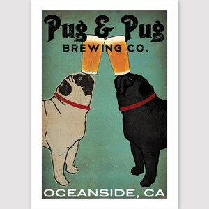 CUSTOM Pug & Pug Brewing Co. Beer ILLUSTRATION Giclee Print Signed - Etsy