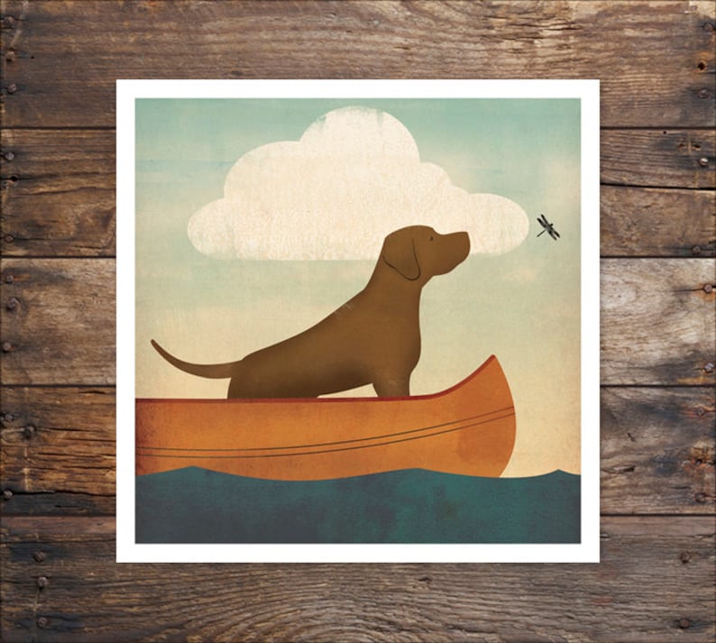 CANOE RIDE Brown Dog Labrador Lab Print or Canvas SIGNED by - Etsy