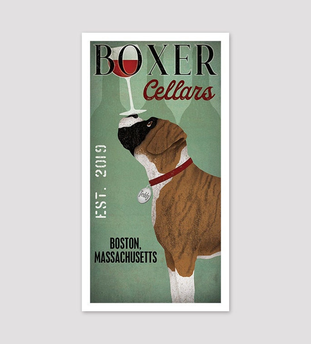 PERSONALIZED Custom BOXER Wine Winery Print Cropped / - Etsy