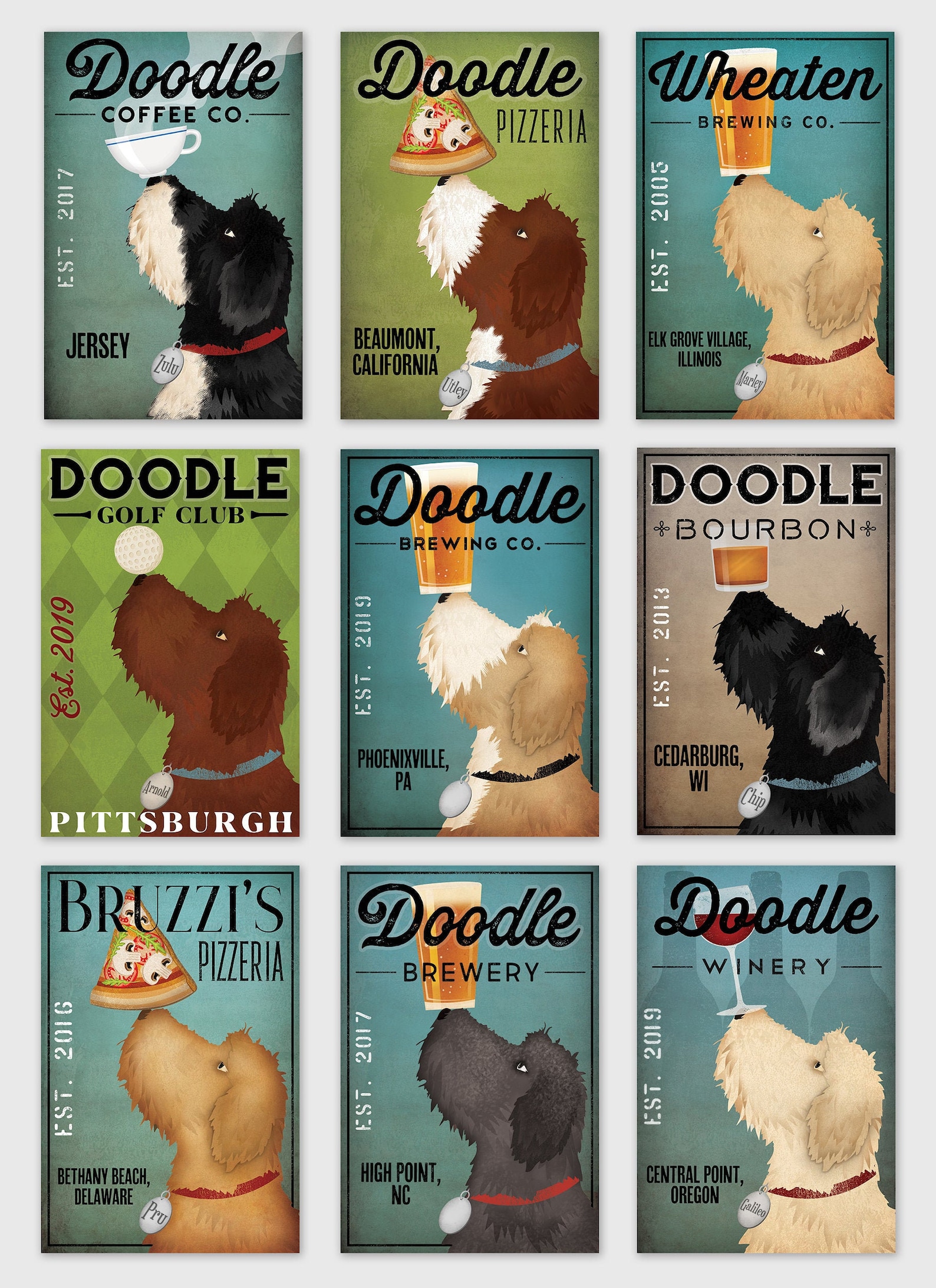 Personalized Pet Portrait DOODLE LABRADOODLE GOLDENDOODLE Art - Etsy