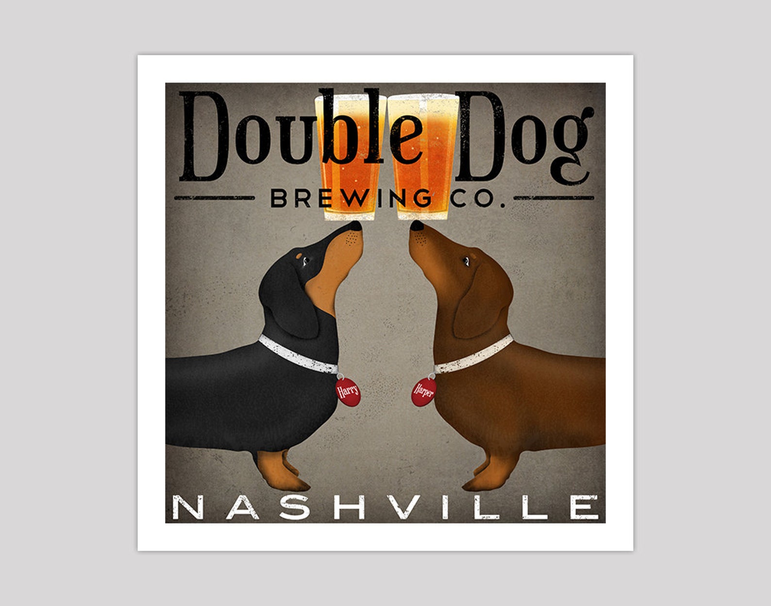 Custom DOUBLE DACHSHUND Wiener Dog Ginger Beer Brewing Company Graphic ...
