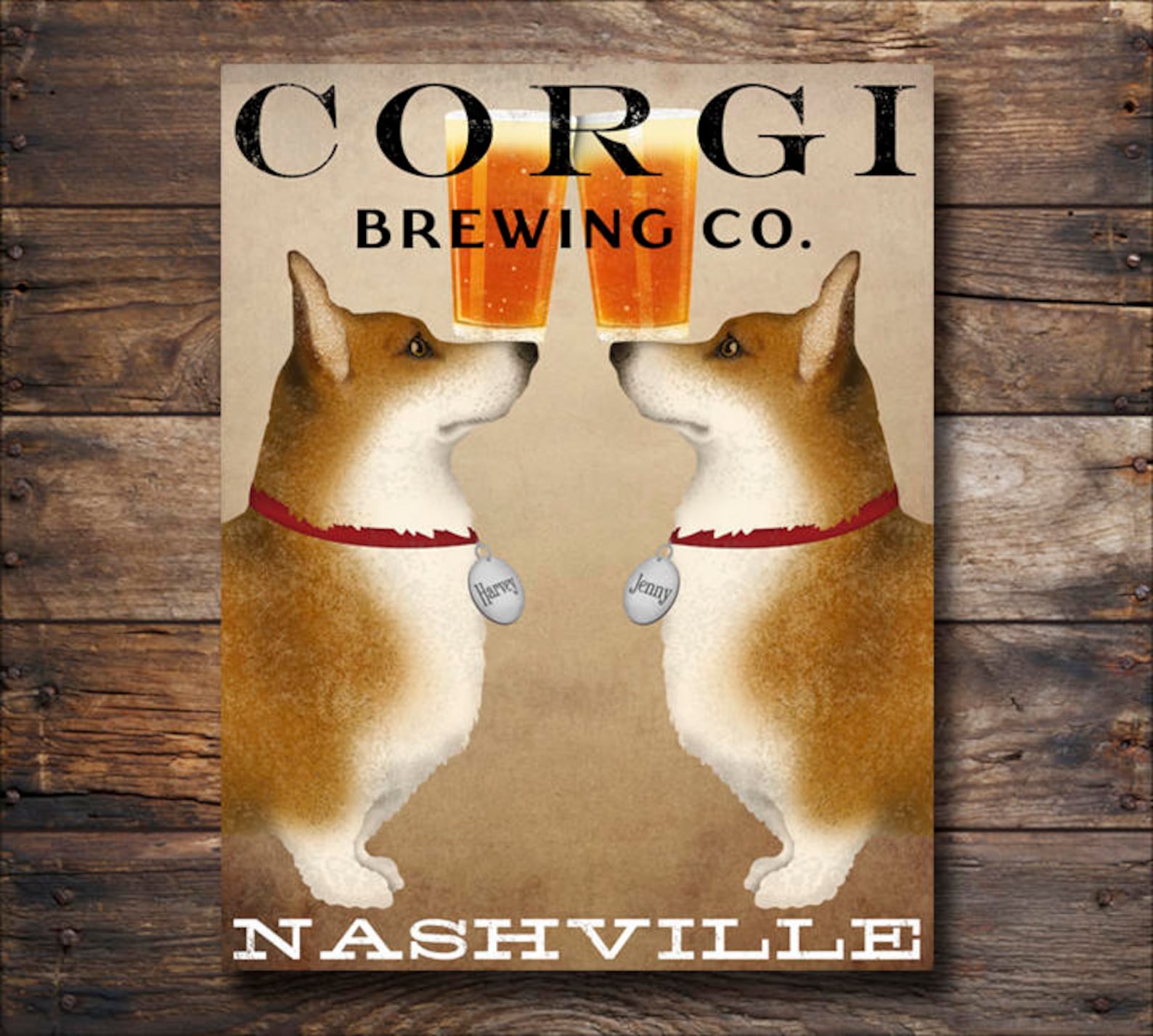 FREE CUSTOMIZATION Double Corgi Brewing Company Beer Sign - Etsy