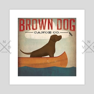 CANOE RIDE Brown Dog Labrador Lab Print or Canvas SIGNED by Ryan Fowler ...