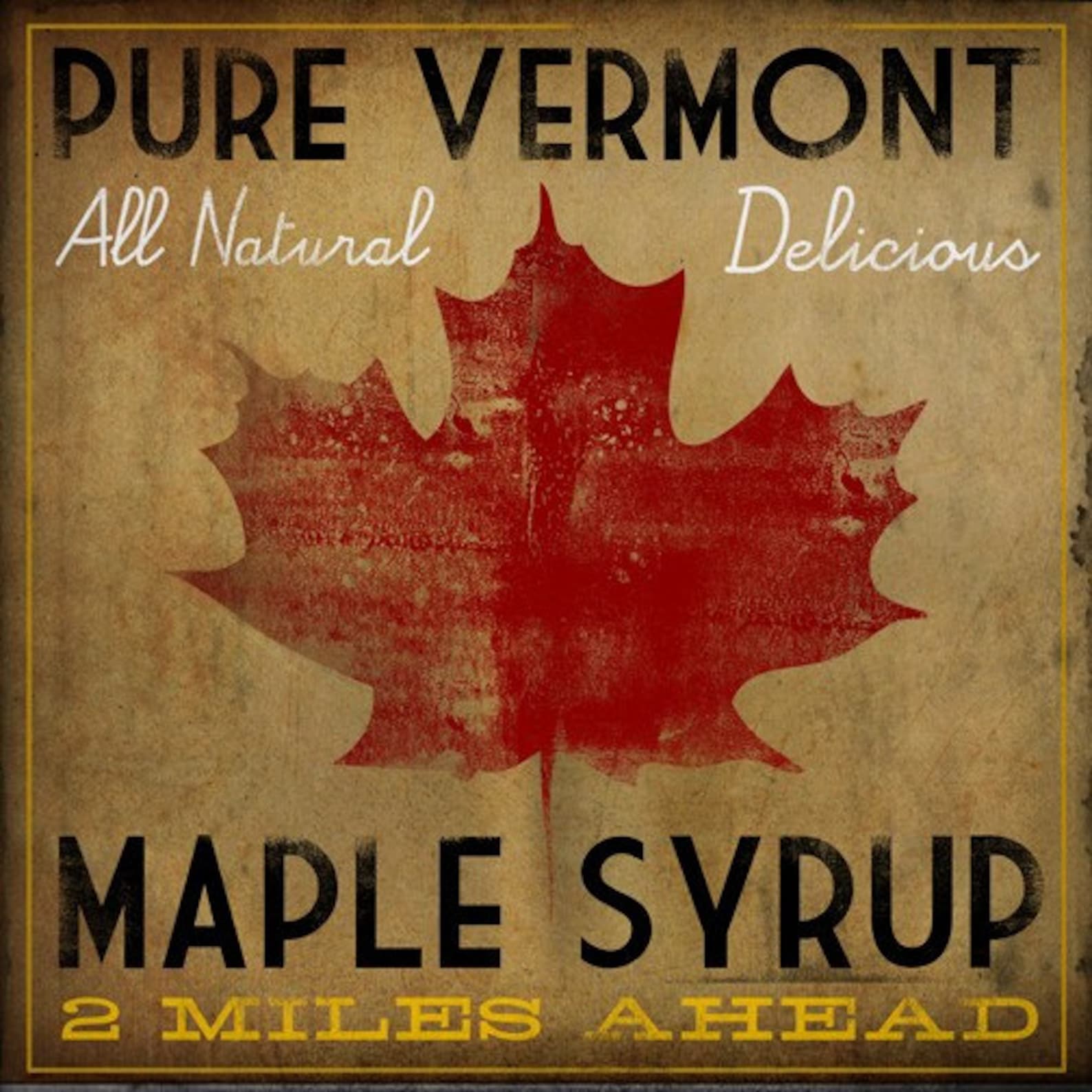 VERMONT MAPLE SYRUP Rustic Road Sign Graphic Art Print | Etsy