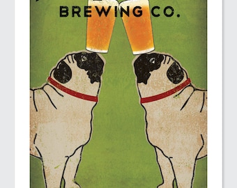 CUSTOM Pug & Pug Brewing Co. Beer ILLUSTRATION Giclee Print | Etsy