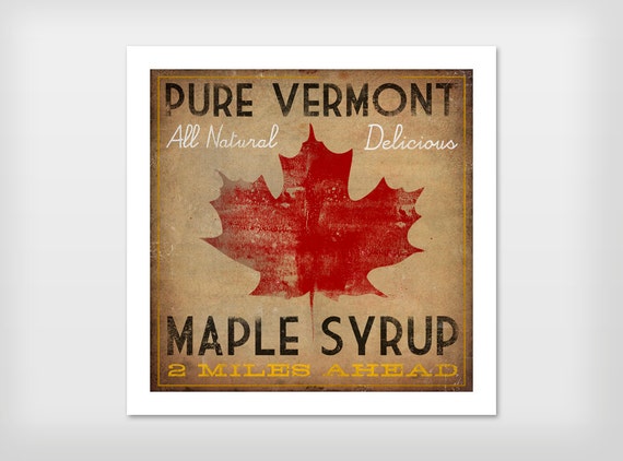 Vermont MAPLE SYRUP Rustic Road Sign Graphic Art Poster - Etsy