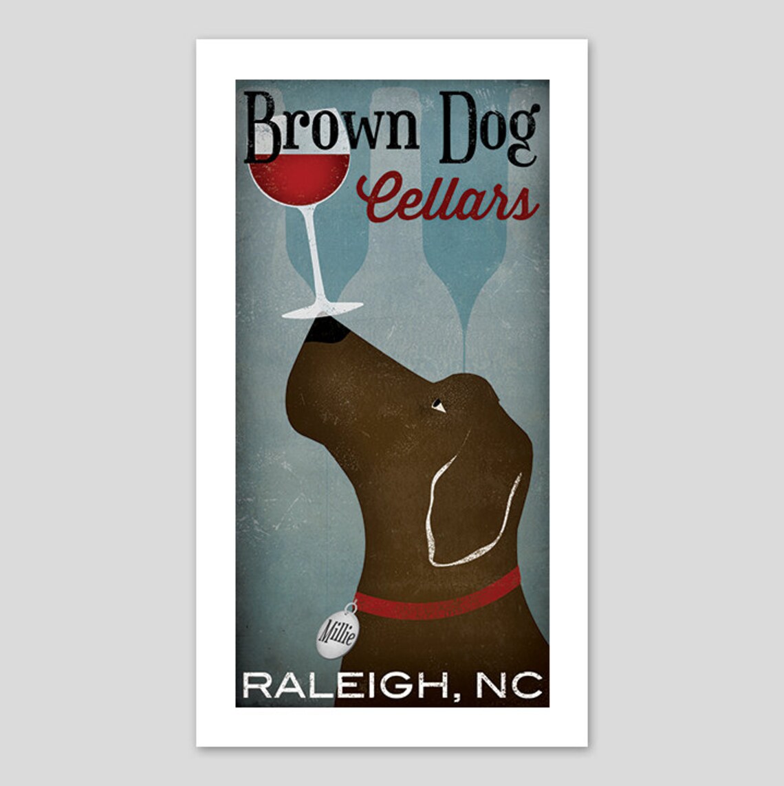 CUSTOM Personalized Black Brown Yellow Dog Labrador Cellars Vineyard ...