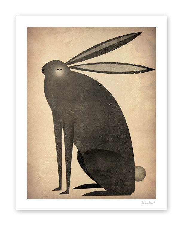 The BLACK RABBIT Graphic Art Illustration Giclee Print Signed - Etsy UK