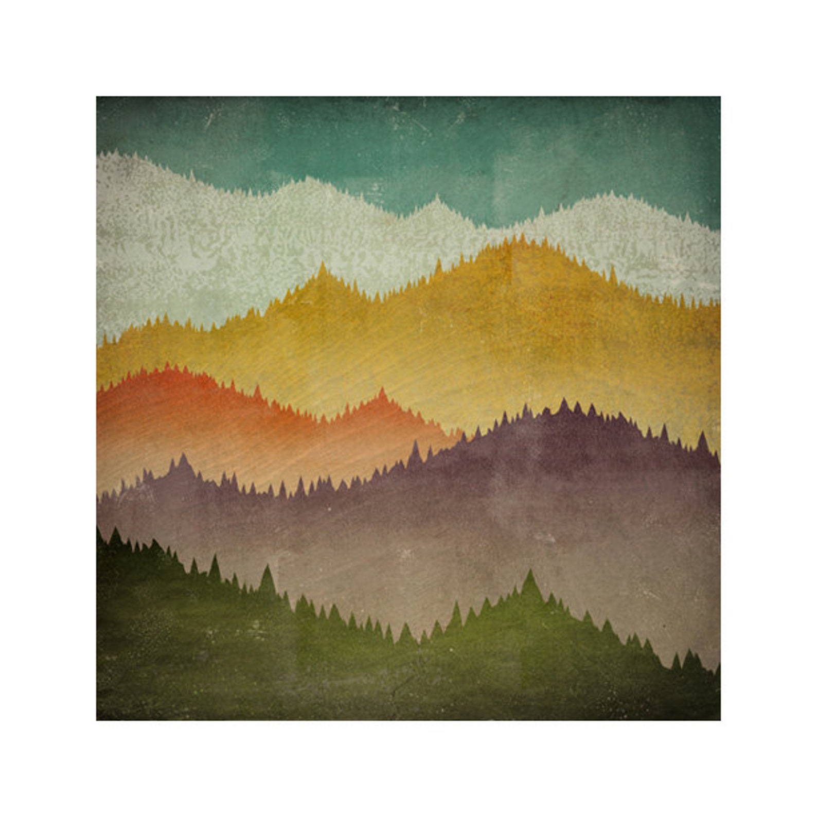 MOUNTAIN VIEW Smoky Mountains Green Mountains Graphic Art Print SIGNED ...