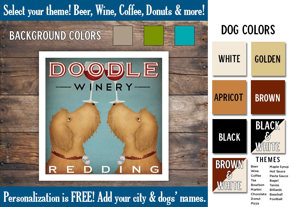 Personalized Pet Portrait DOODLE LABRADOODLE GOLDENDOODLE Poster Print ...