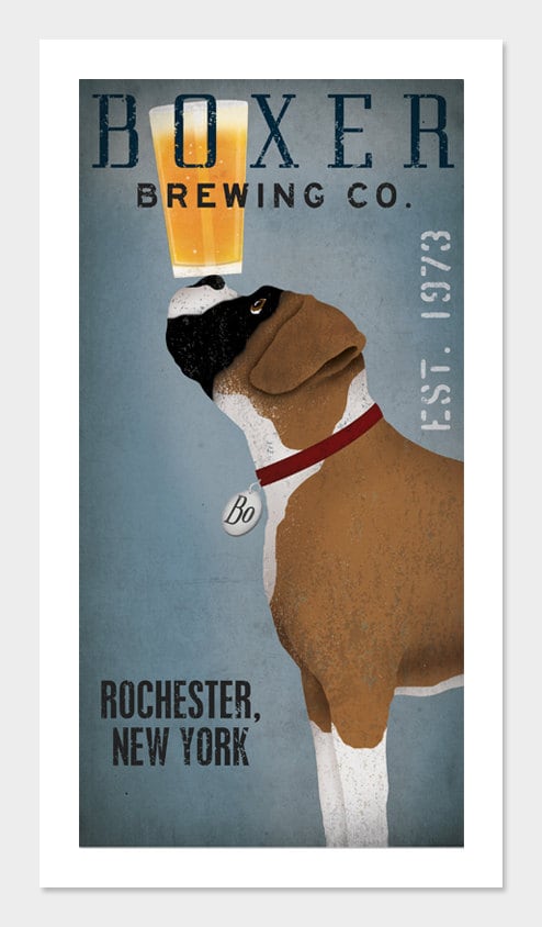 PERSONALIZED White BOXER Dog Brewing Company Graphic Art - Etsy
