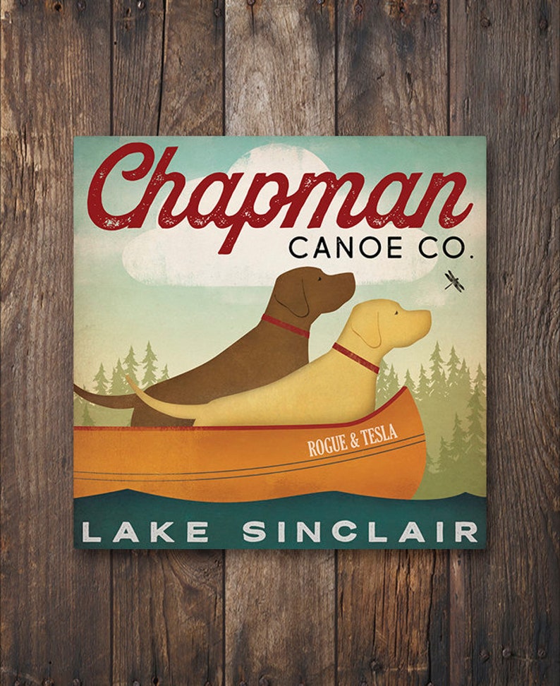 Custom Personalized Double Dog Labrador Canoe Company | Etsy