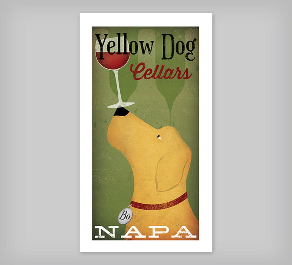 CUSTOM Personalized Black Brown Yellow Dog Labrador Cellars Vineyard ...
