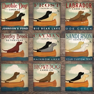 CANOE RIDE Brown Dog Labrador Lab Print or Canvas SIGNED by Ryan Fowler ...