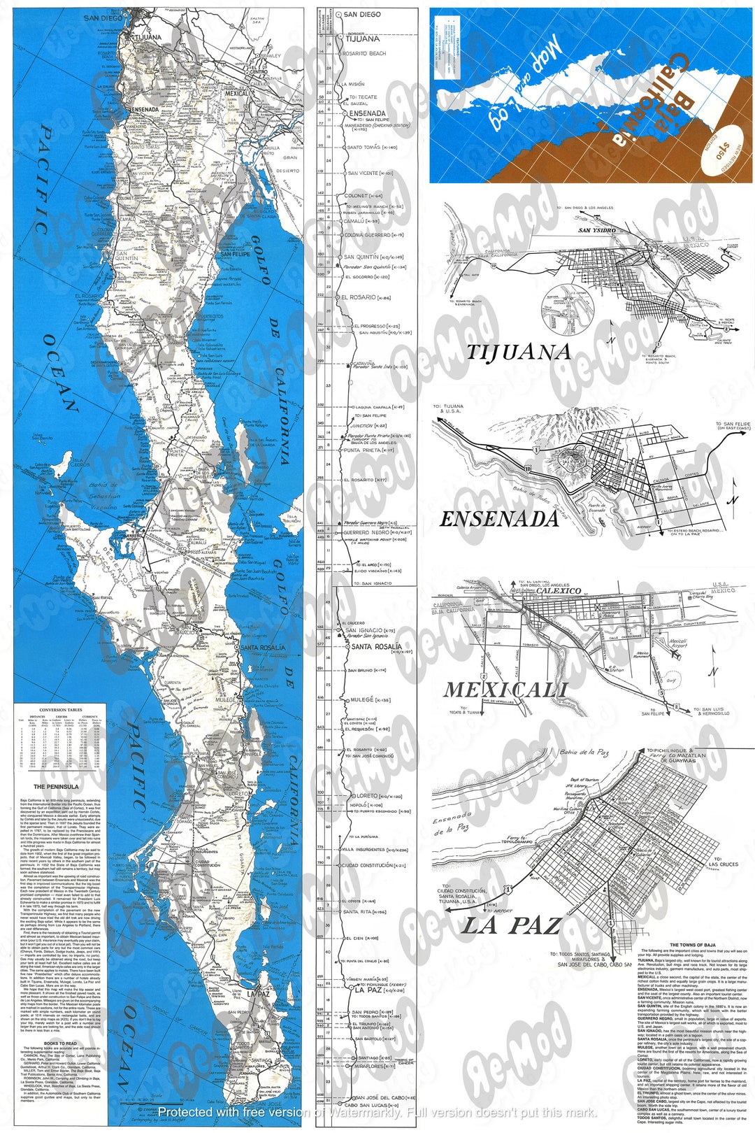 Northern Baja Norte California Peninsula Historic Poster Print Wall Art ...