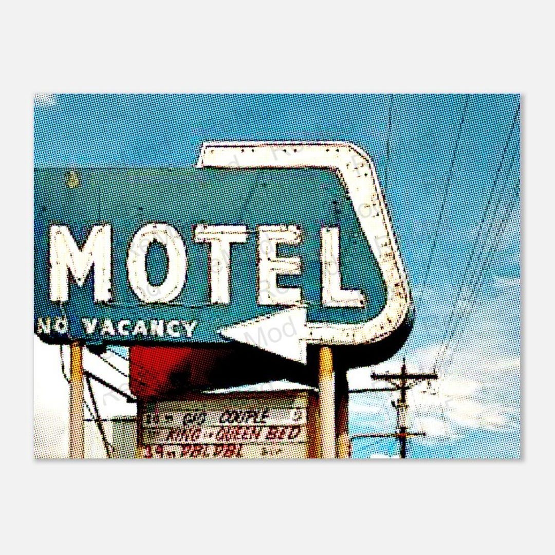 Vintage Motel Sign Pop Art Teal Blue (2117) Poster Wall Art Print ...