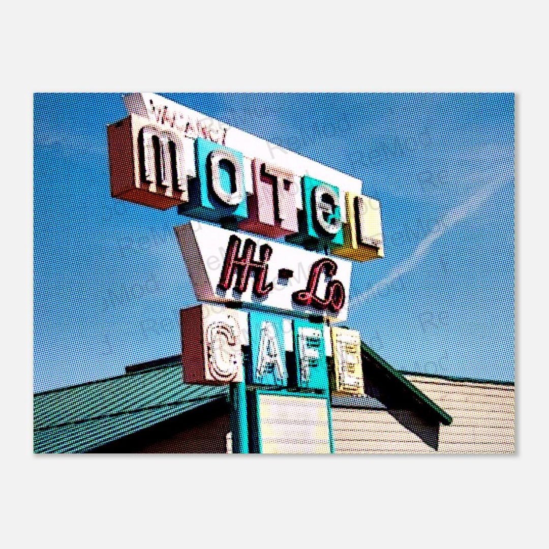 Vintage Motel Sign Pop Art Pink Blue (2118) Poster Wall Art Print ...