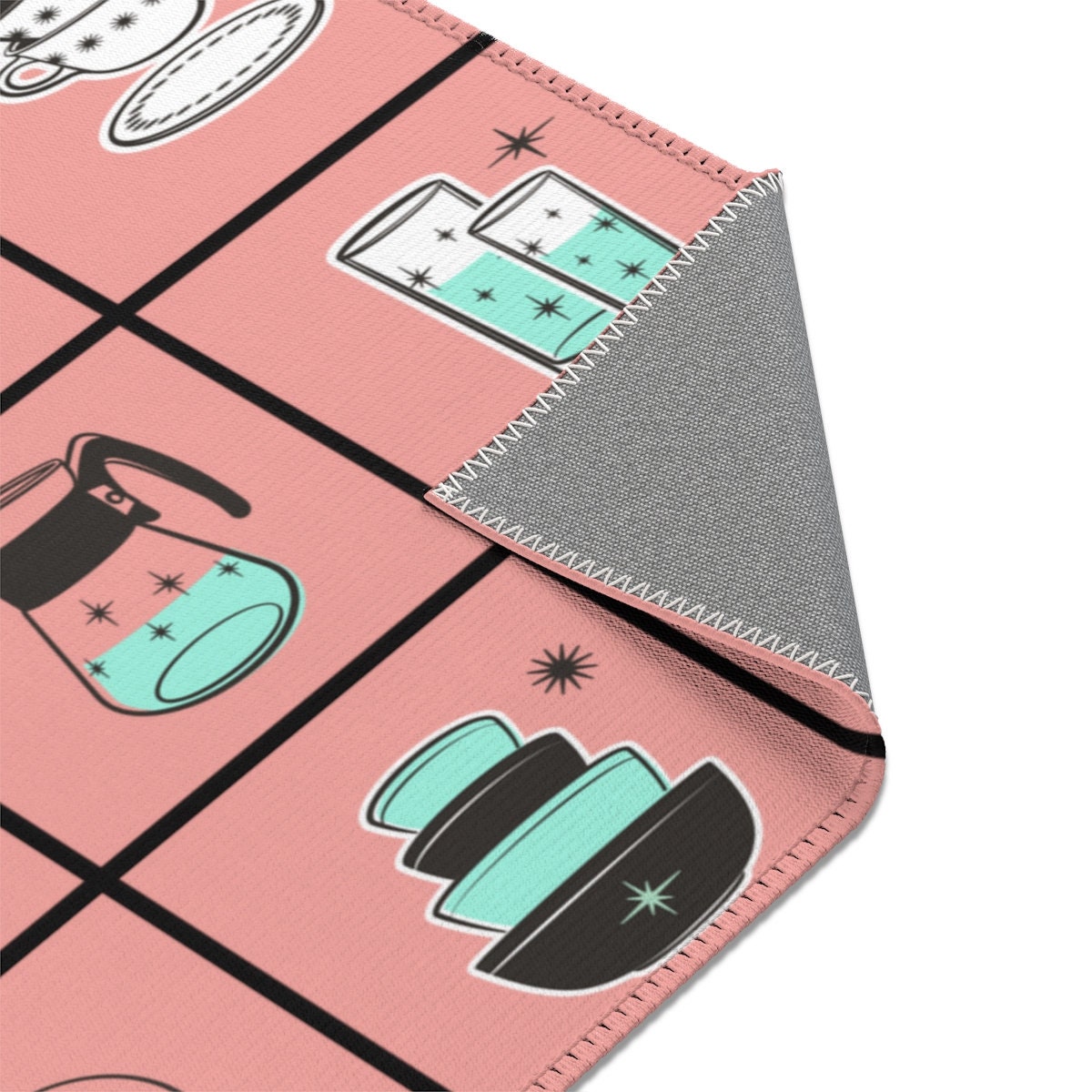 MCM Mid Century Modern Retro Kitchen Rug Vintage 50s Cookware Pink - Etsy