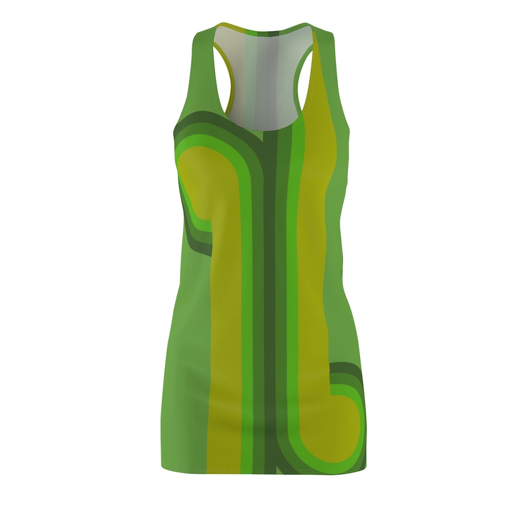 Asymmetrical Mod Geometric Olive Green Chartreuse (70s8) 1960s 60s Style Dress Retro Fashion ...