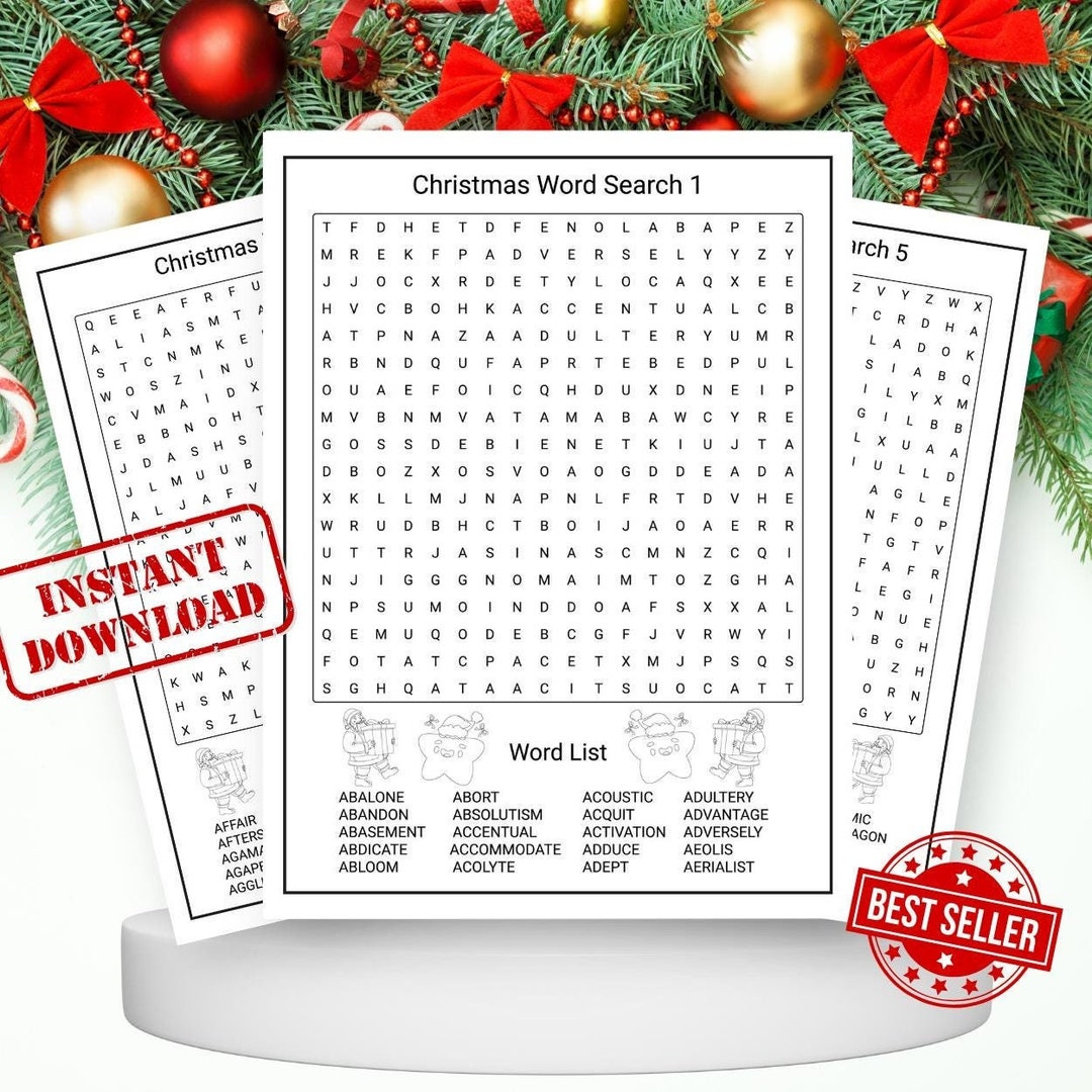 Christmas Word Search Puzzle Game Bundle Activity for Kids Children ...