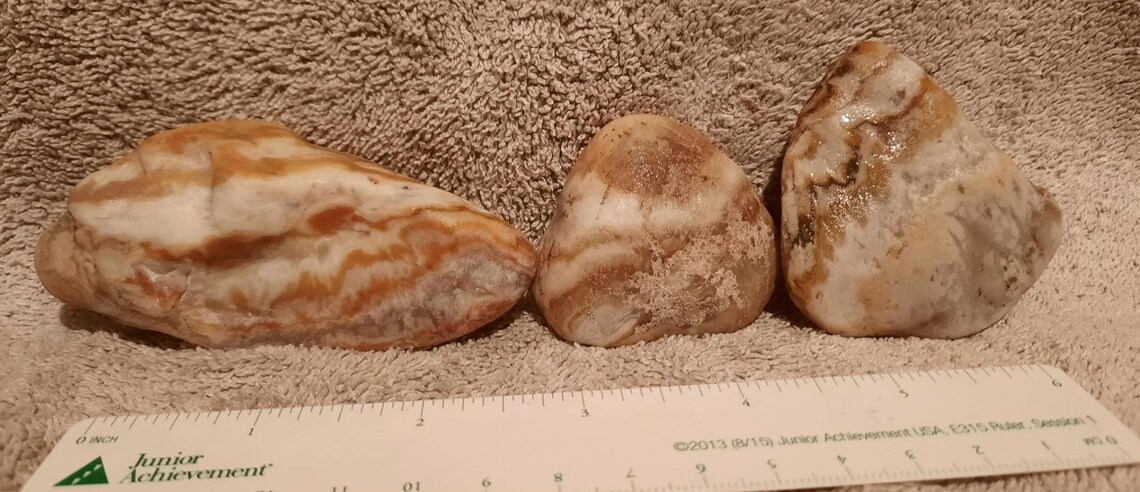 Saffron Prairie Agate Trio; Decorative Rock - Etsy