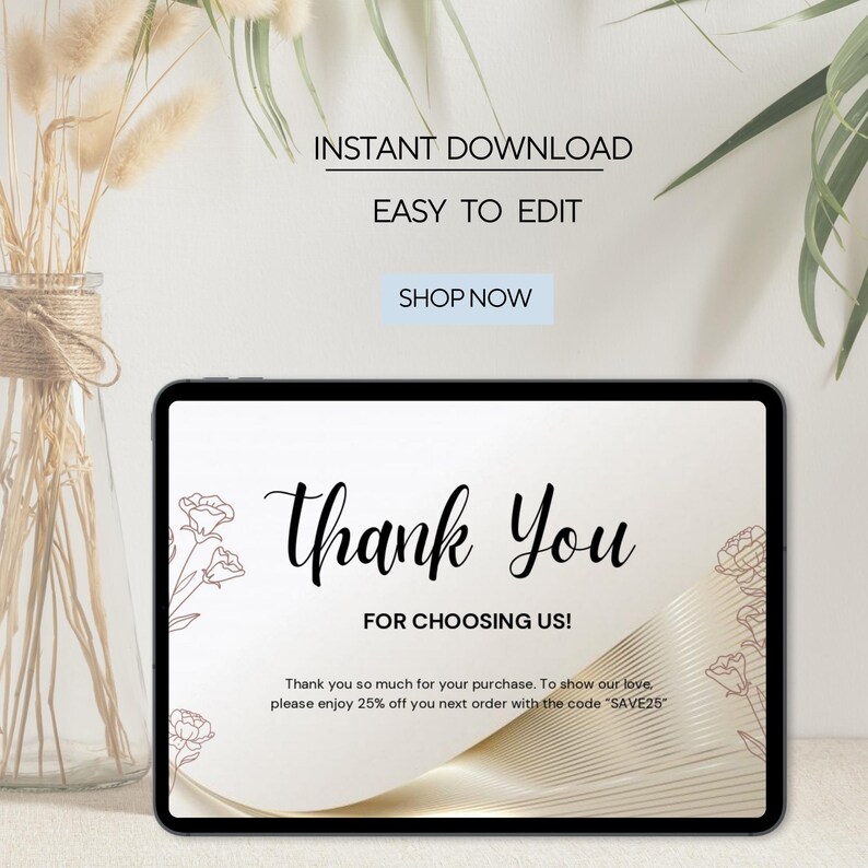 Thank You Card, Customer Appreciation, Discount Offer, Elegant Design ...