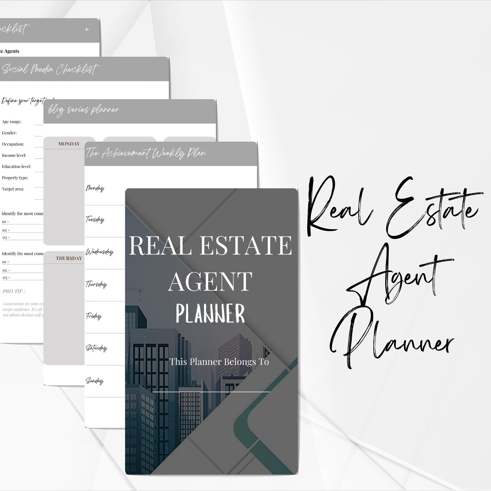 Real Estate Agent Planner, Weekly Planner, Social Media Checklist, Goal ...