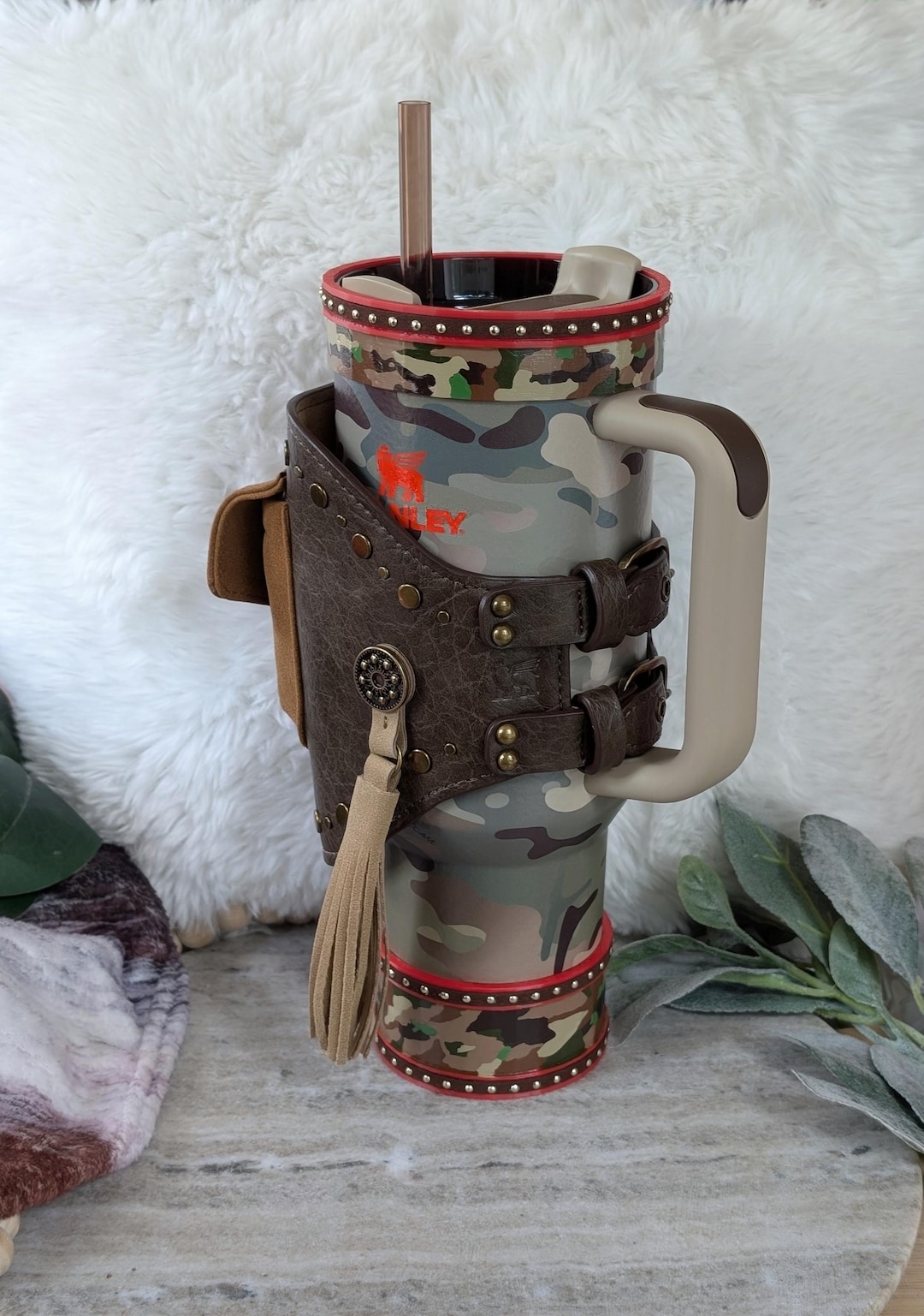 Studded Camo Tumbler Boot or Bangle Hand Painted for Stanley Tumbler ...